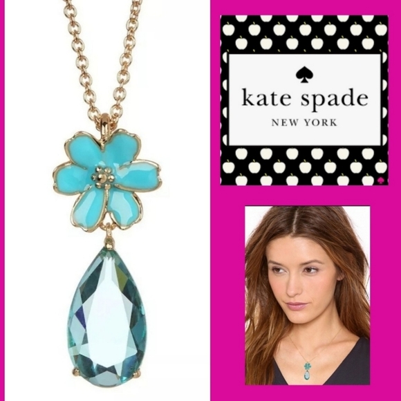 kate spade | Jewelry | Kate Spade Turquoise Flower Crystal Necklace 2 ...